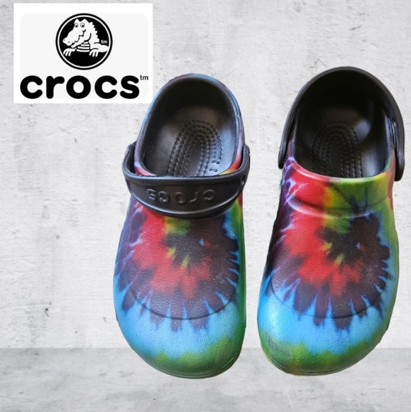 CROCS | Shoes | Crocs Unisexm 5 W 7 Tie Dye Ontheclock Slipon Work ...